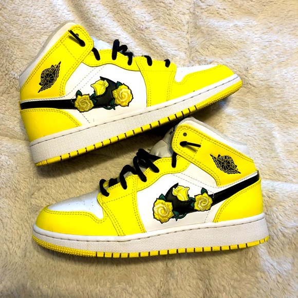 Jordan | Shoes | Jordan Mids Dynamic Yellow Floral Gs | Poshmark